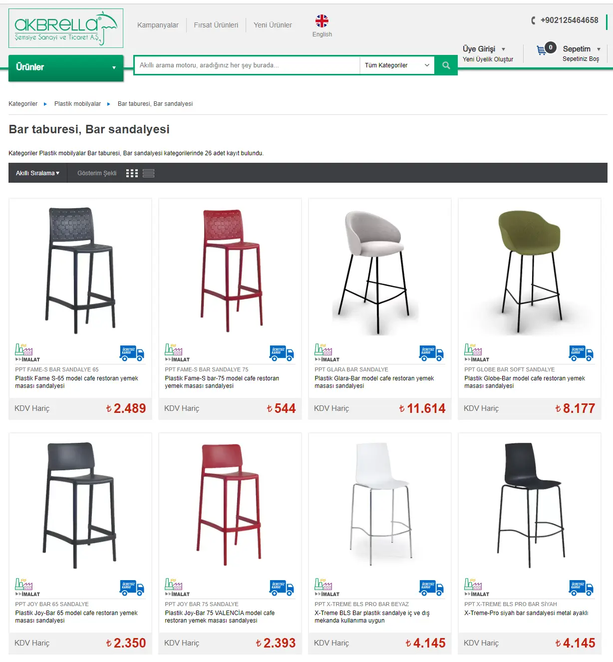 Bar Taburesi & Bar Sandalyesi Fiyatları Akbrella-da